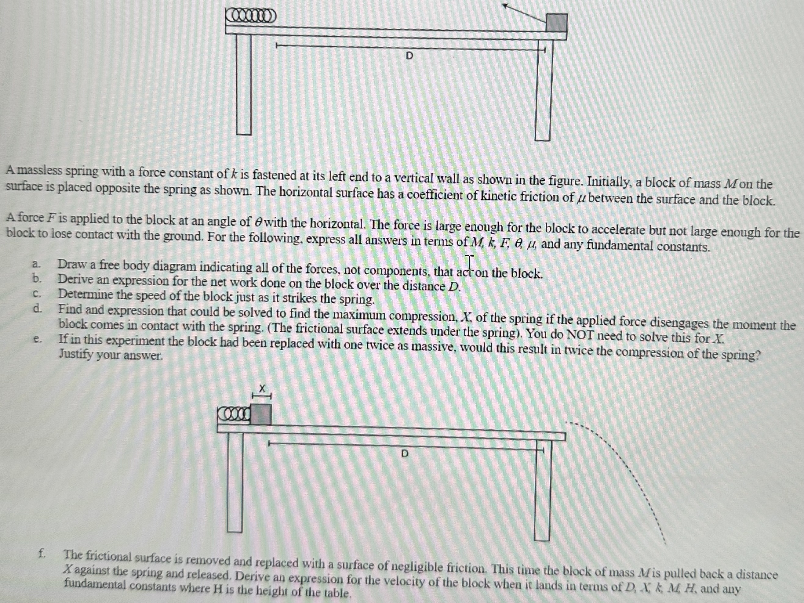 Solved A massless spring with a force constant of k is | Chegg.com