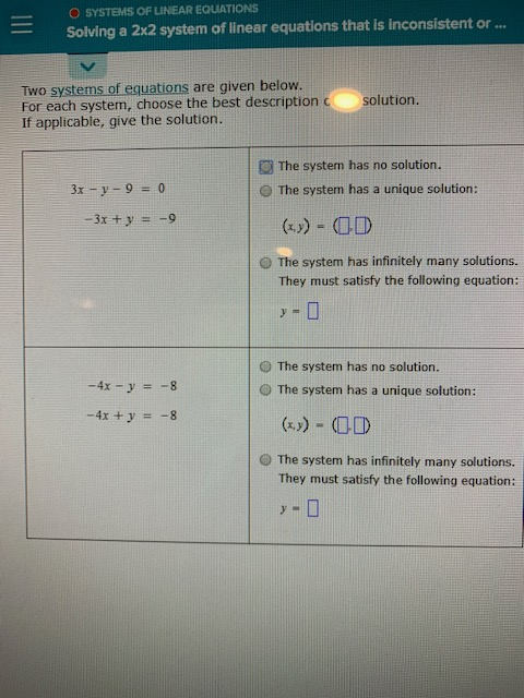 Solved O SYSTEMS OF LINEAR EQUATIONS Solving a 2x2 system of | Chegg.com
