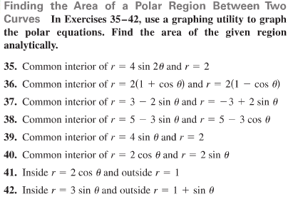 Solved Finding the Area of a Polar Region Between Two Curves | Chegg.com