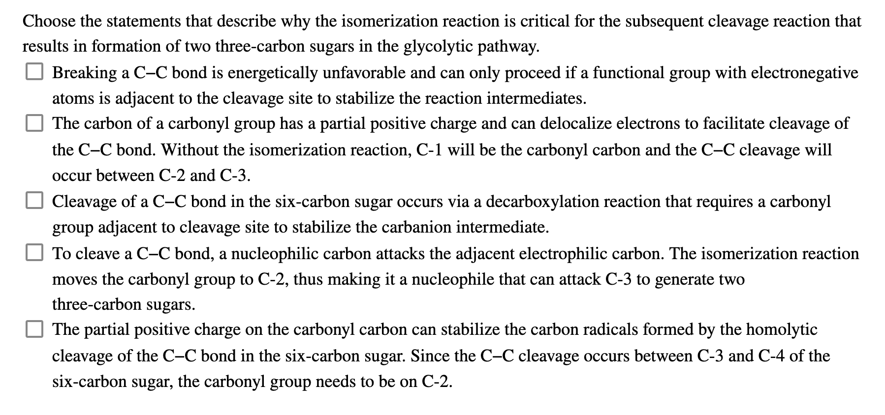 Solved Choose the statements that describe why the | Chegg.com