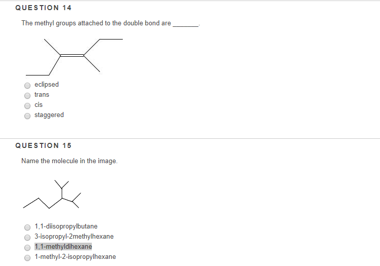 Solved QUESTION 14 The methyl groups attached to the double | Chegg.com