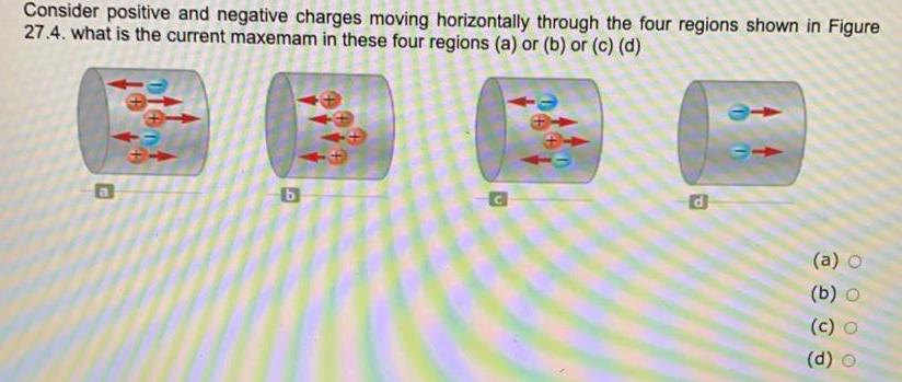 Solved Consider positive and negative charges moving | Chegg.com Solved Consider positive and negative charges moving | Chegg.com