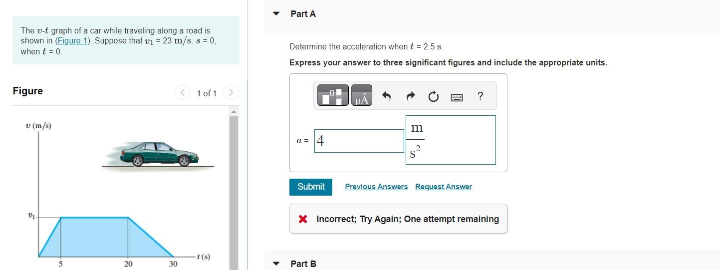 Solved The v−t graph of a car while traveling along a road | Chegg.com