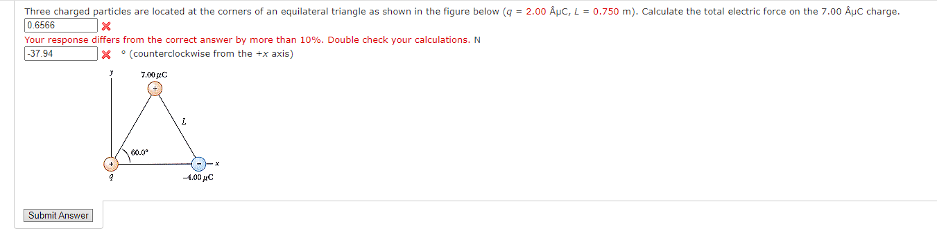 Solved Three charged particles are located at the corners of | Chegg.com