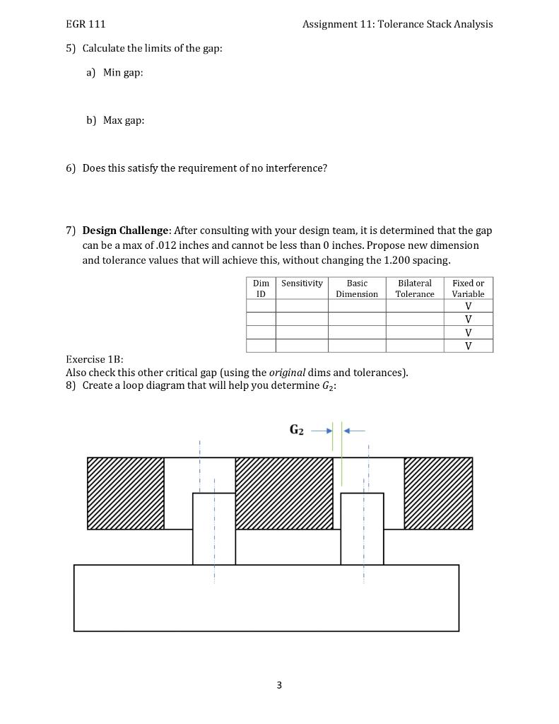 EGR 111 Name: Section: EGR111 Assignment 11 Tolerance | Chegg.com