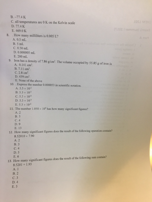 Solved How many milliliters is 0.005 L? A. 0.5 mL B. 5 mL | Chegg.com