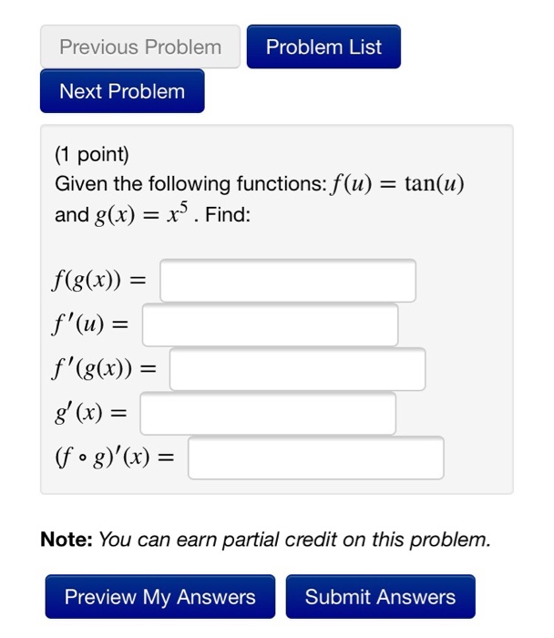 Solved Previous Problem Problem List Next Problem (1 point) | Chegg.com