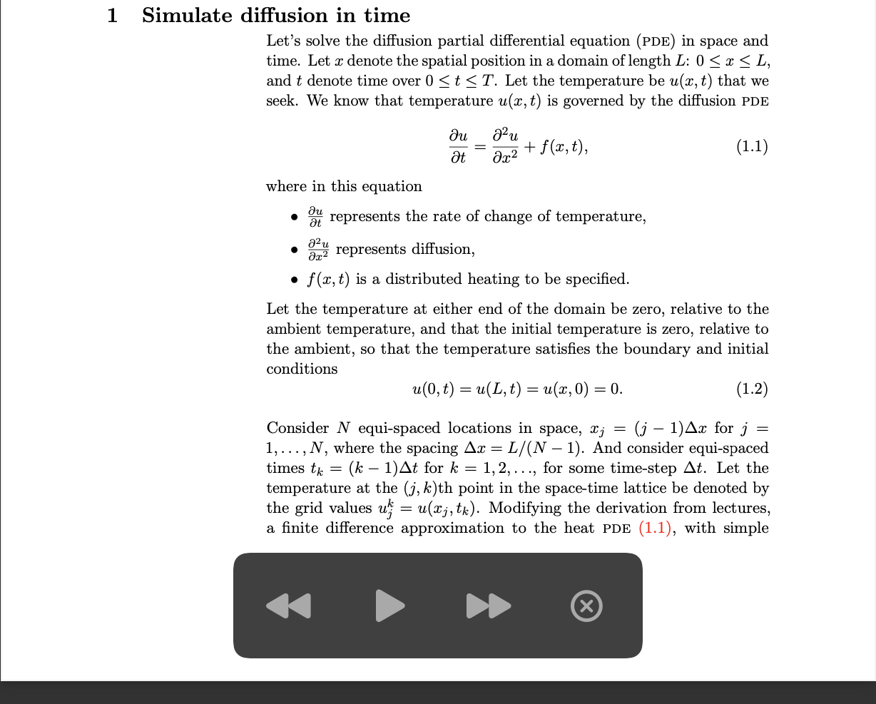 1 Simulate diffusion in time Let's solve the | Chegg.com