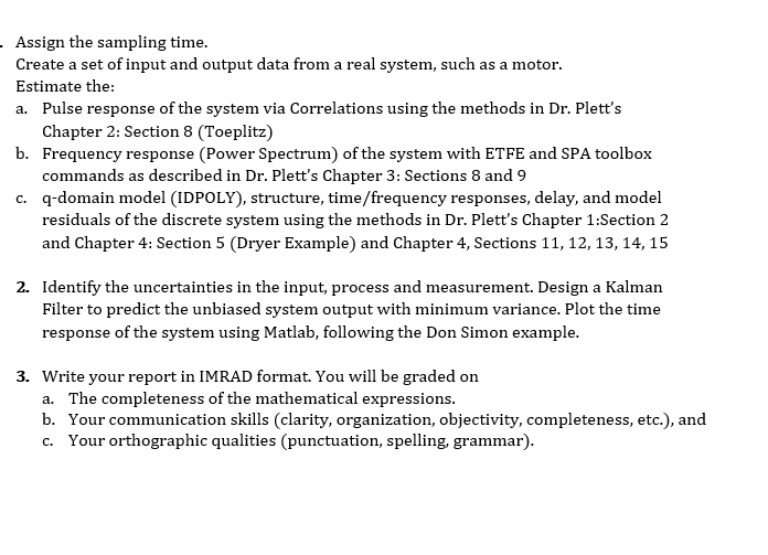 Solved Assign the sampling time.Create a set of input and | Chegg.com