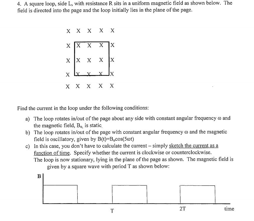 Solved 4. A square loop, side L, with resistance R sits in a | Chegg.com