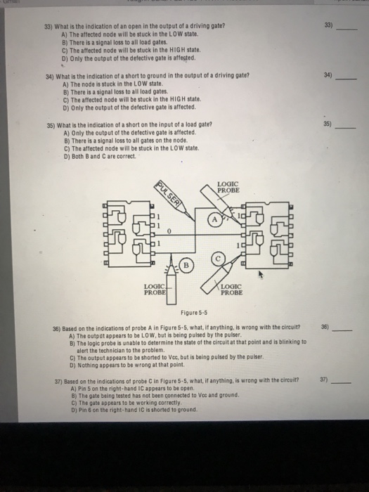 Solved 33) What is the indication of an open in the output | Chegg.com