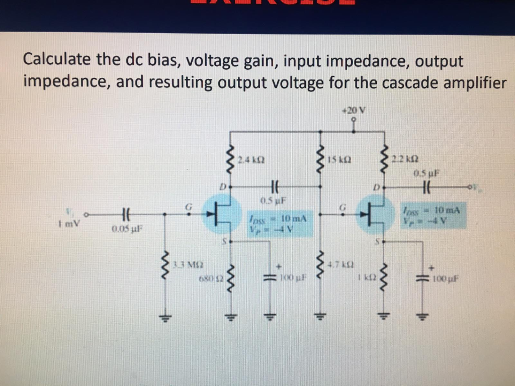 Solved Calculate the dc bias, voltage gain, input impedance, | Chegg.com
