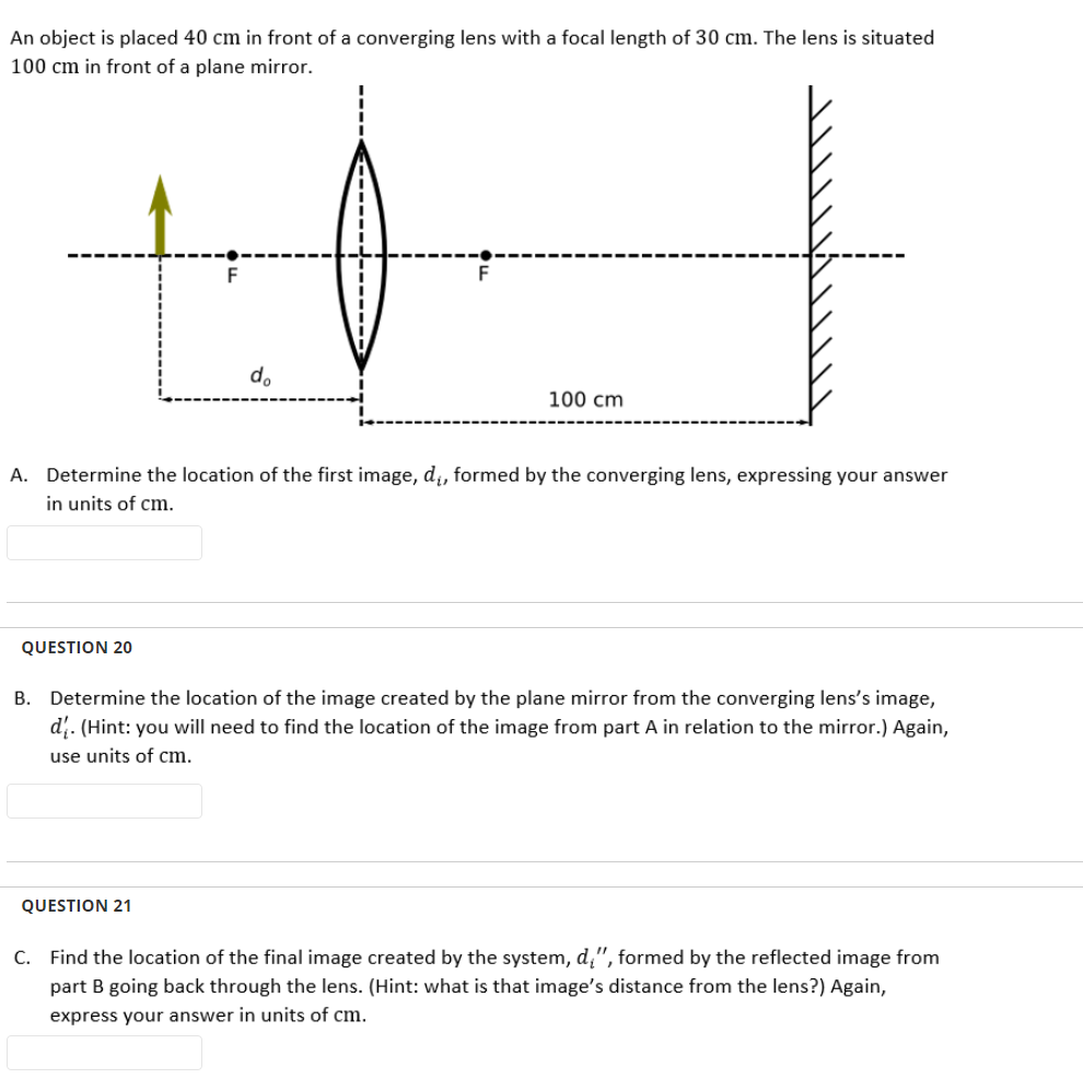 Solved An object is placed 40 cm in front of a converging | Chegg.com