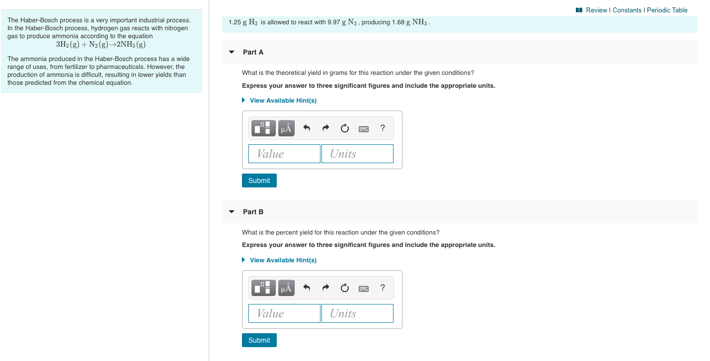 Solved 1 Review Constants 1 Periodic Table 1.25 g H2 is | Chegg.com