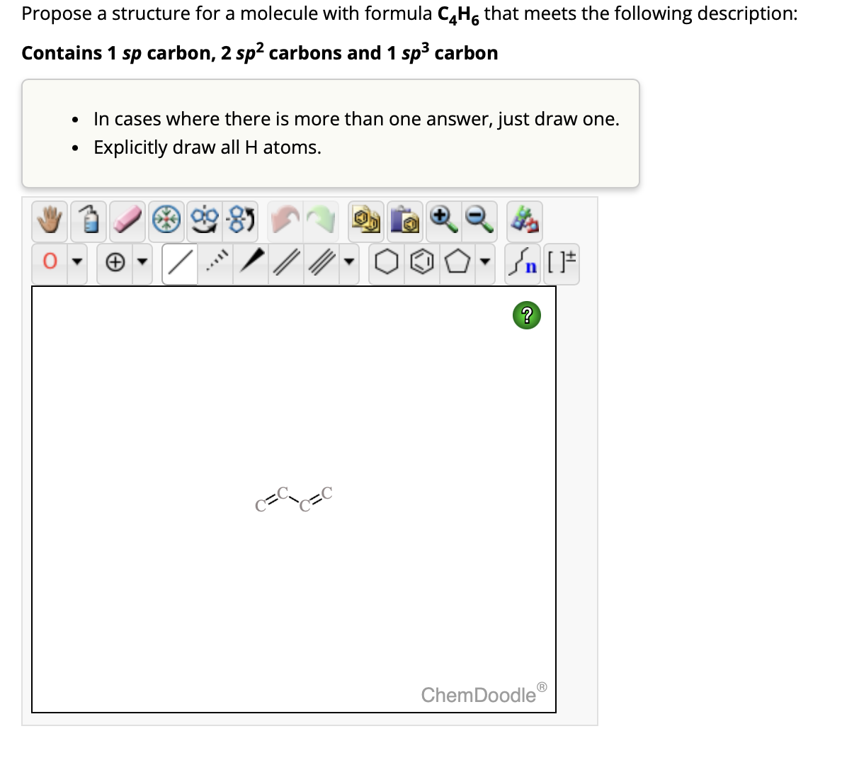 Solved Propose a structure for a molecule with formula C4H6 | Chegg.com
