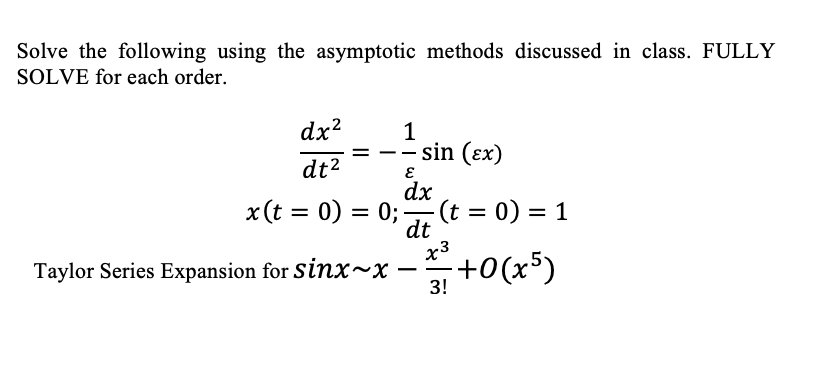 Solved Solve the following using the asymptotic methods | Chegg.com