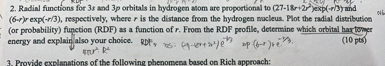 Solved othi 2. Radial functions for 3s and 3p orbitals in | Chegg.com