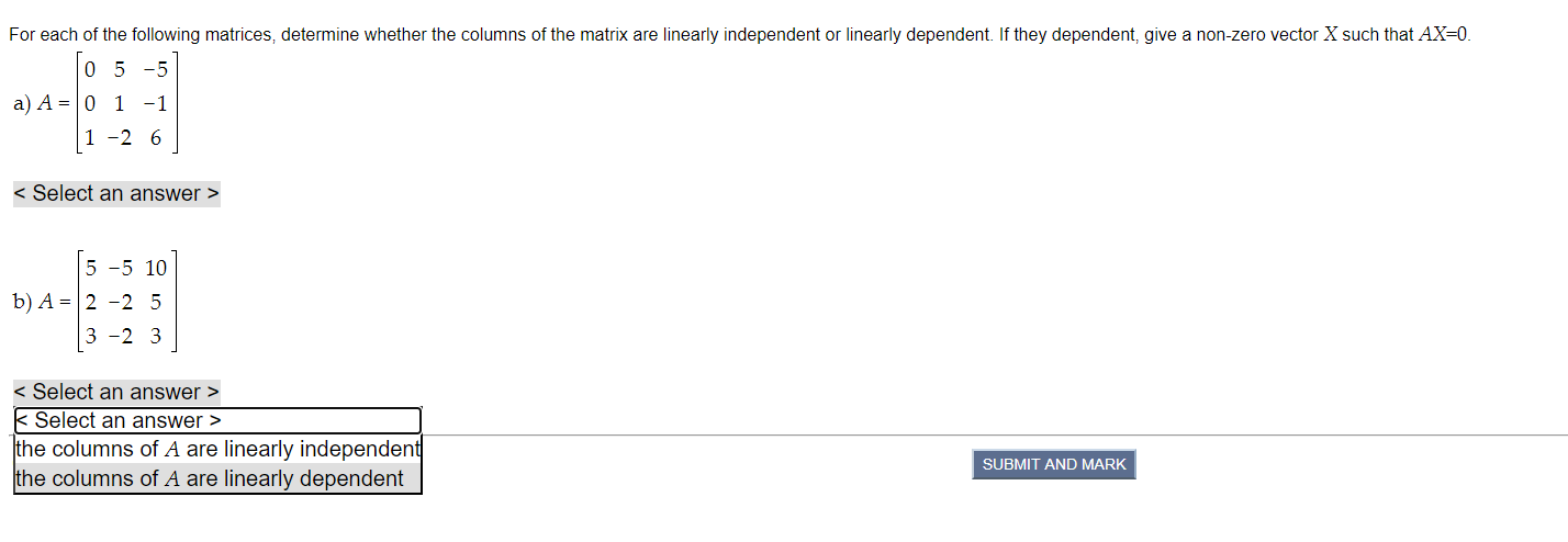 Solved For each of the following matrices, determine whether | Chegg.com