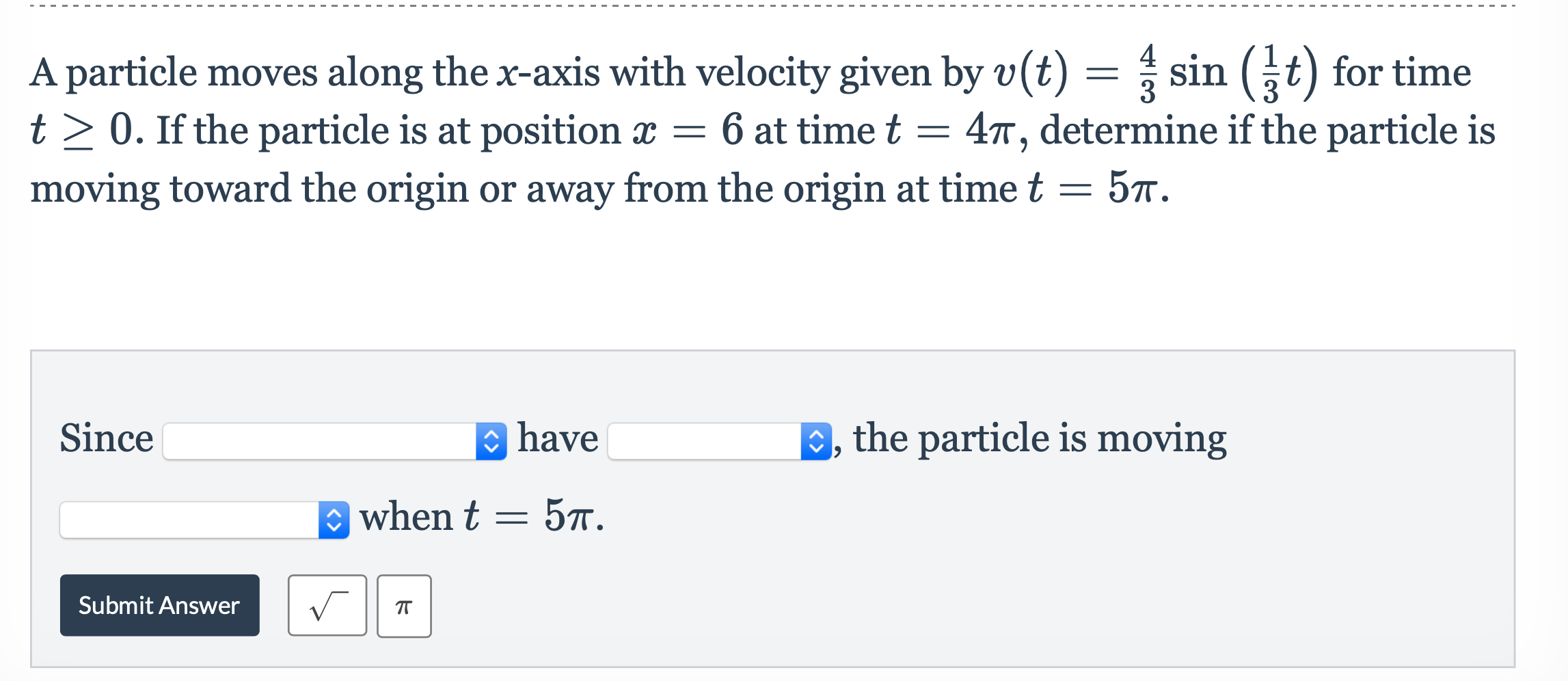 Solved A particle moves along the x-axis with velocity given | Chegg.com