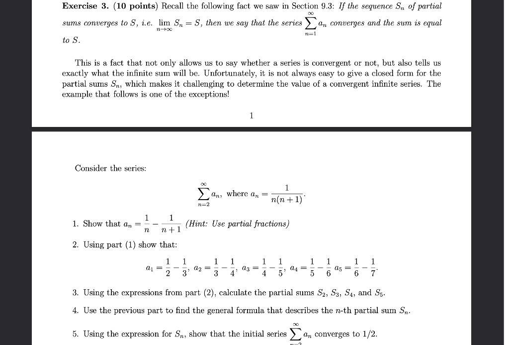 Exercise 3. (10 points) Recall the following fact we | Chegg.com