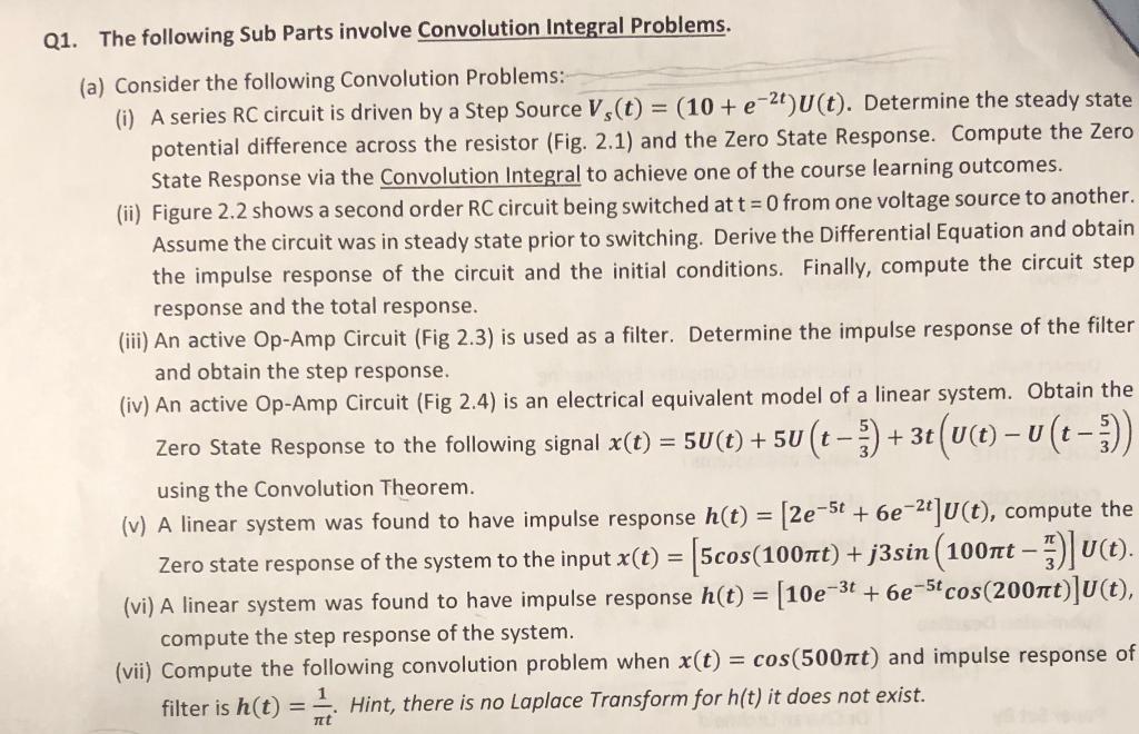 Solved 1. the following sub parts involve Convolution | Chegg.com