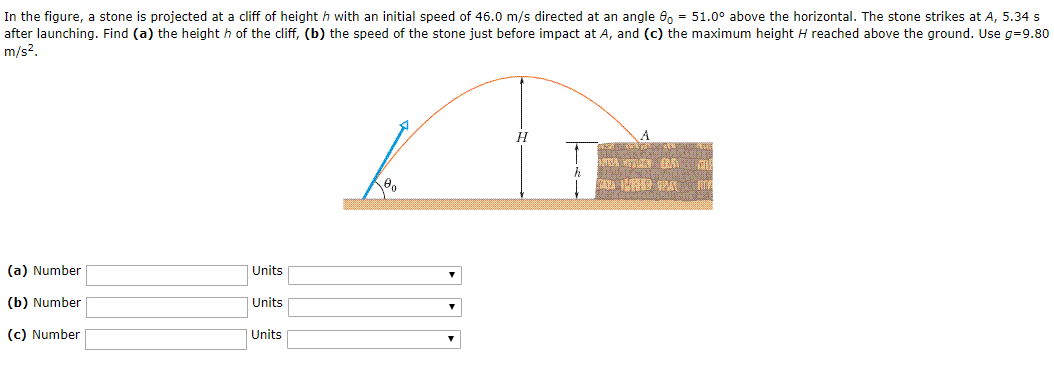 Solved In the figure, a stone is projected at a cliff of | Chegg.com