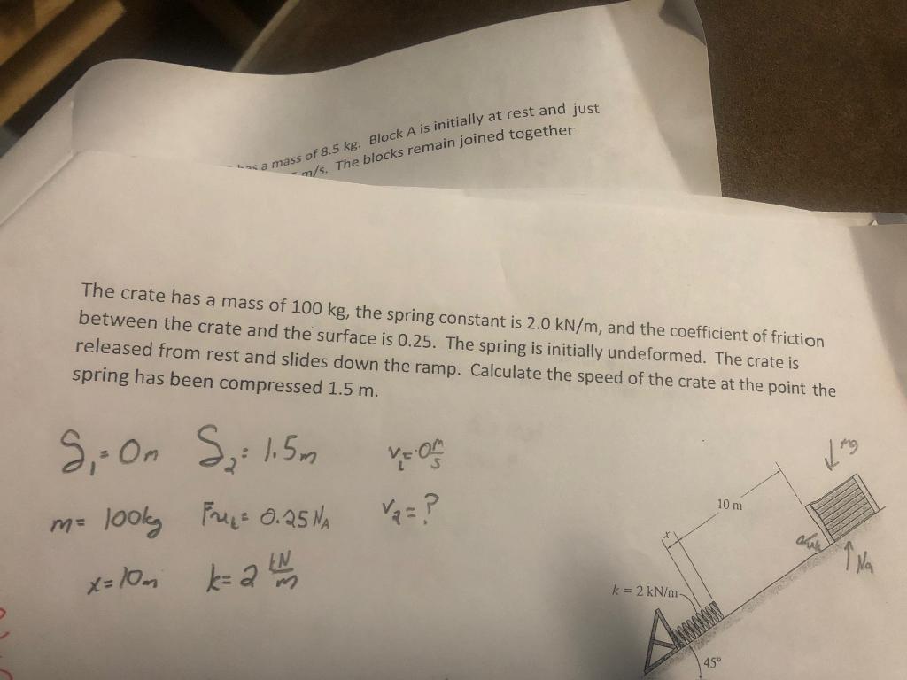 Solved - hac a mass of 8.5 kg. Block A is initially at rest | Chegg.com
