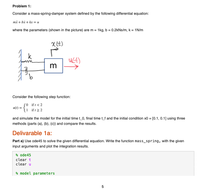 Solved Consider a mass-spring-damper system defined by the | Chegg.com