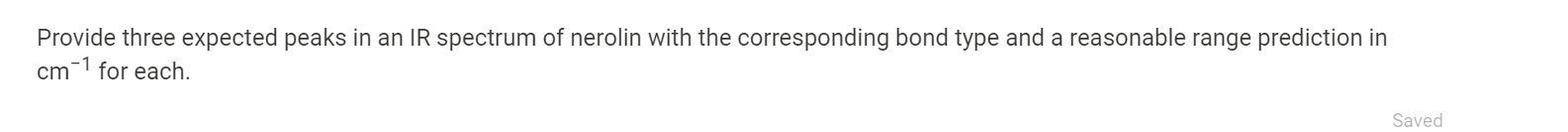Solved Provide three expected peaks in an IR spectrum of | Chegg.com