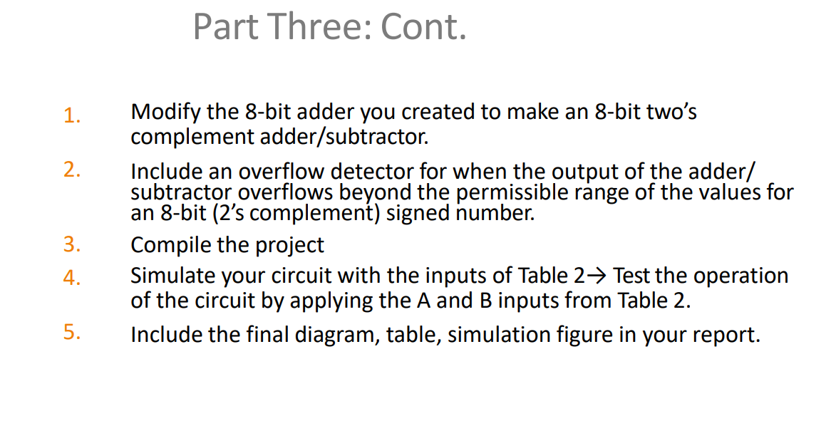 Solved Part 3: Two's Complement Adder/Subtractor Table 2 | Chegg.com