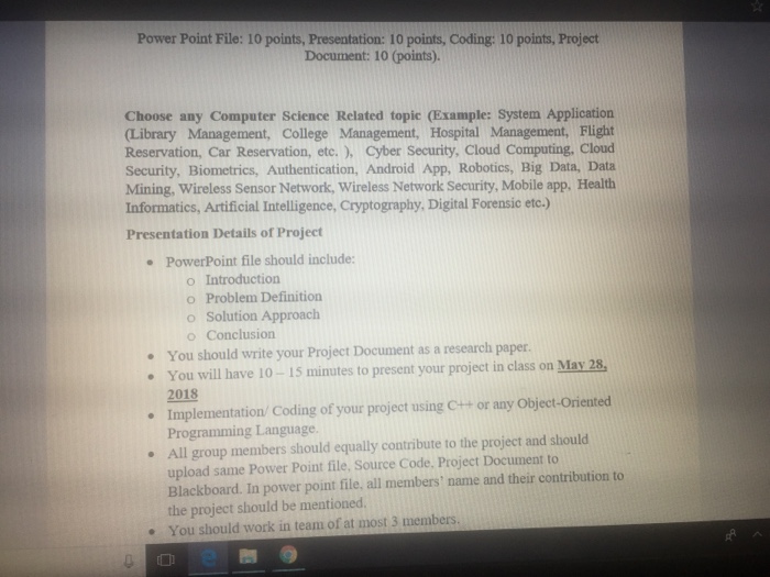 Solved Power Point File: 10 points, Presentation: 10 points, | Chegg.com