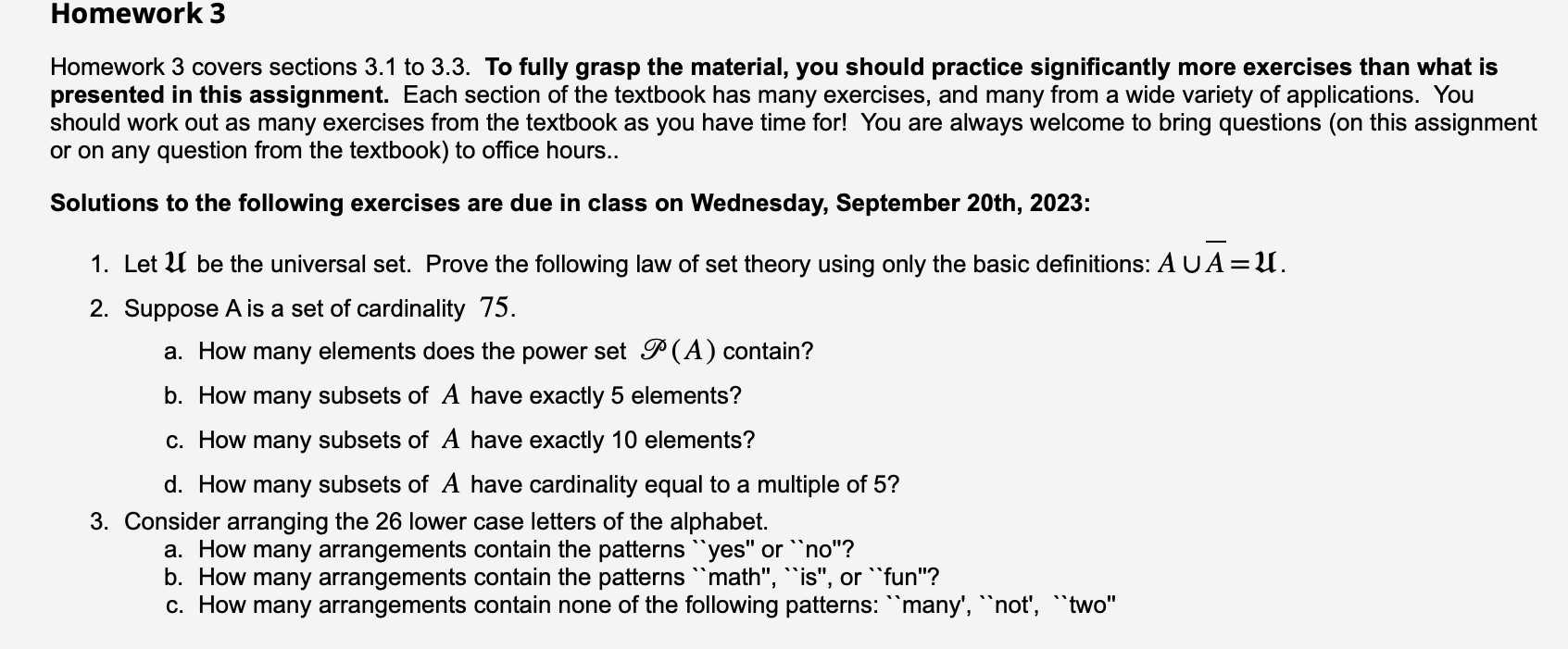 Solved Homework 3 covers sections 3.1 to 3.3 . To fully | Chegg.com