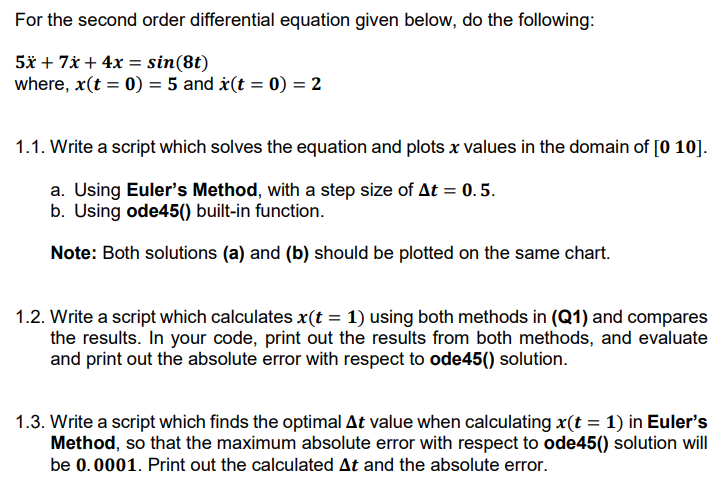 Solved For the second order differential equation given | Chegg.com