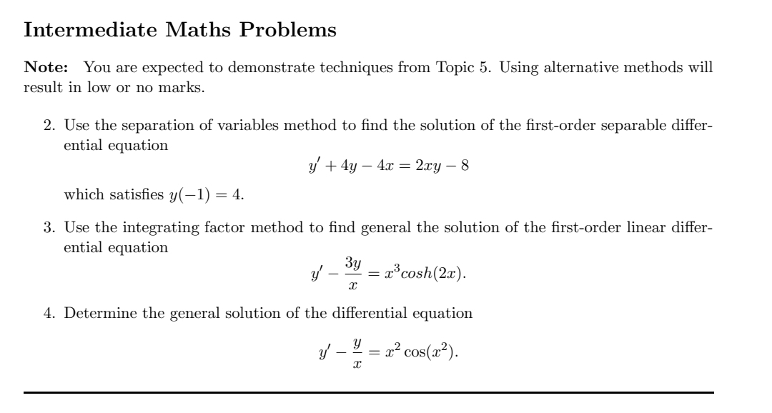 Solved Intermediate Maths Problems Note: You are expected to | Chegg.com