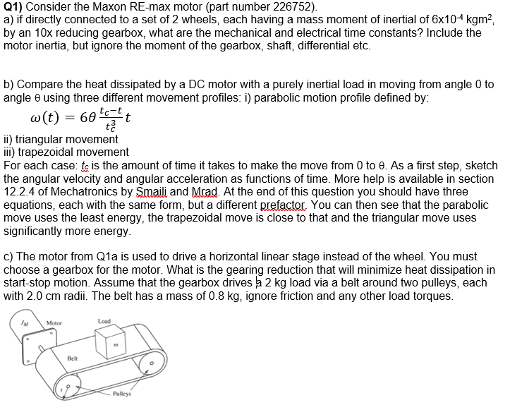 Q1) Consider the Maxon RE-max motor (part number | Chegg.com