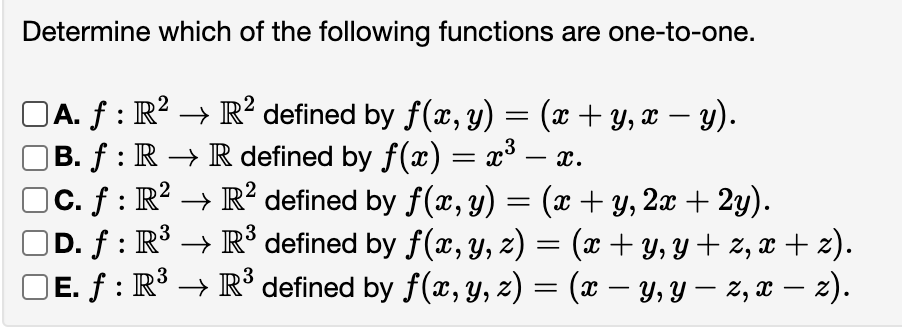Solved Determine which of the following functions are | Chegg.com