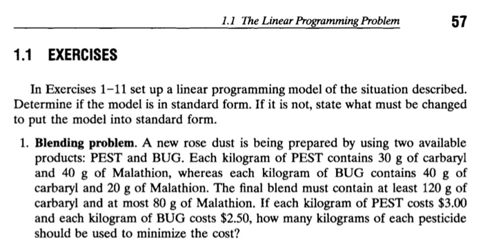 Solved 1.1 The Linear mming Problem 57 1.1 EXERCISES In | Chegg.com