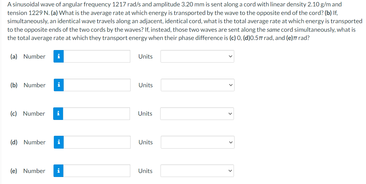 Solved A sinusoidal wave of angular frequency 1217rad/s and | Chegg.com