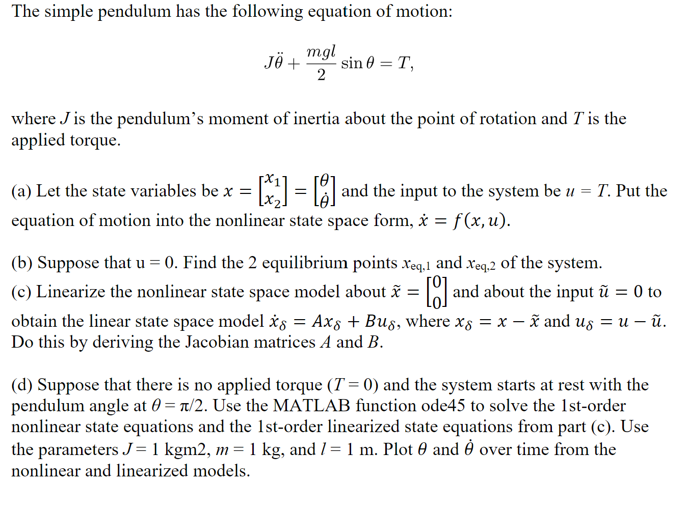 The simple pendulum has the following equation of | Chegg.com