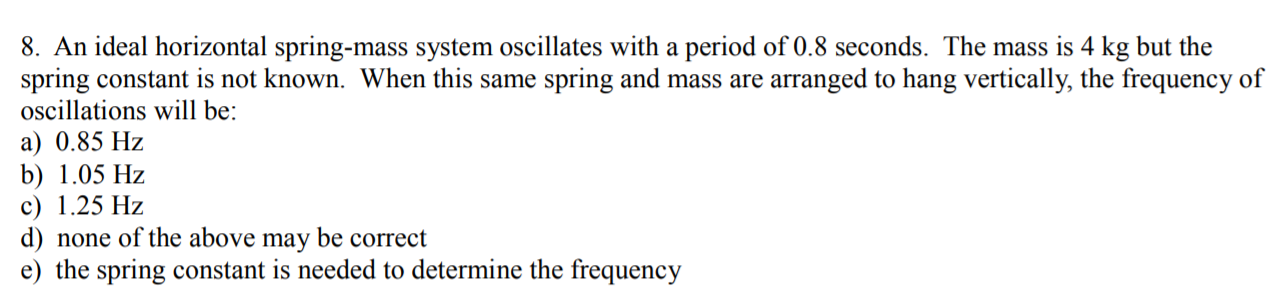 Solved 8. An ideal horizontal spring-mass system oscillates | Chegg.com