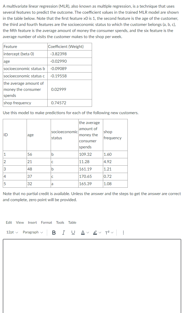 A multivariate linear regression (MLR), also known as | Chegg.com