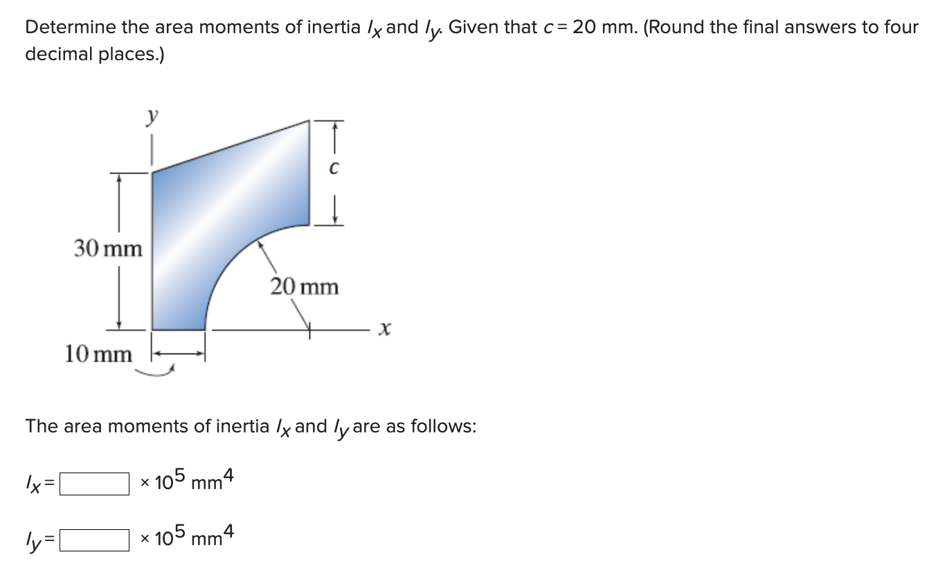 Solved Determine the area moments of inertia Ix ﻿and Iy. | Chegg.com