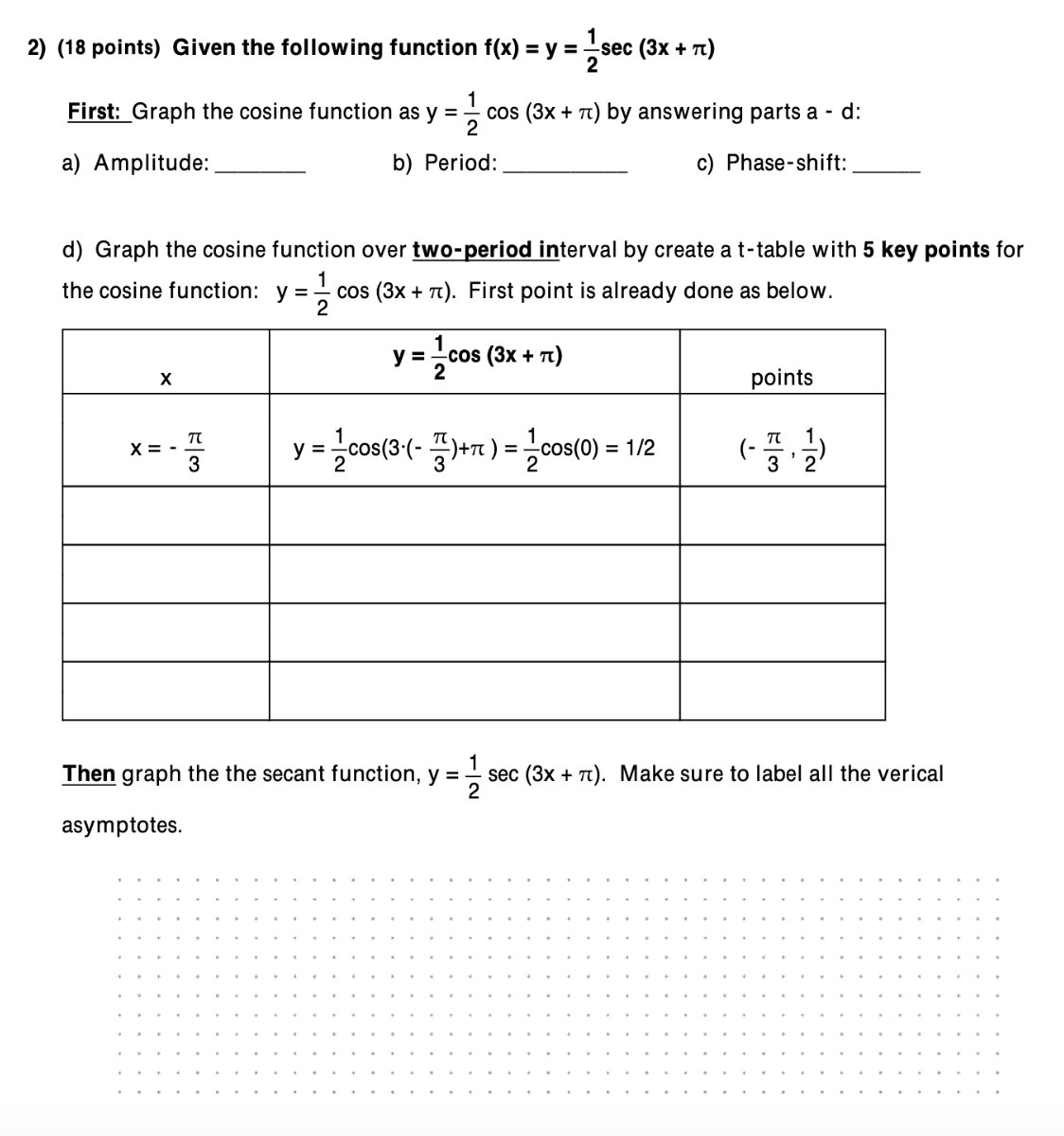 Solved 2) (18 points) Given the following function | Chegg.com