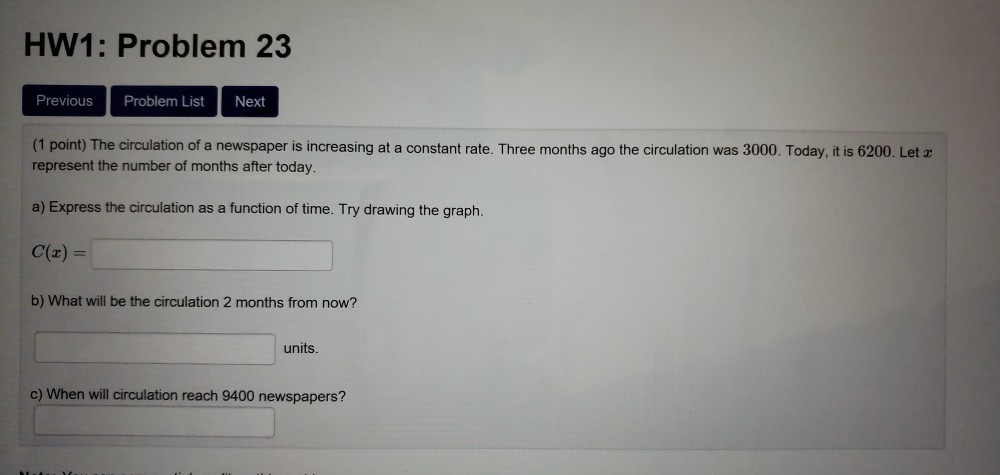 Solved HW1: Problem 23 Previous Problem ListNext (1 point) | Chegg.com