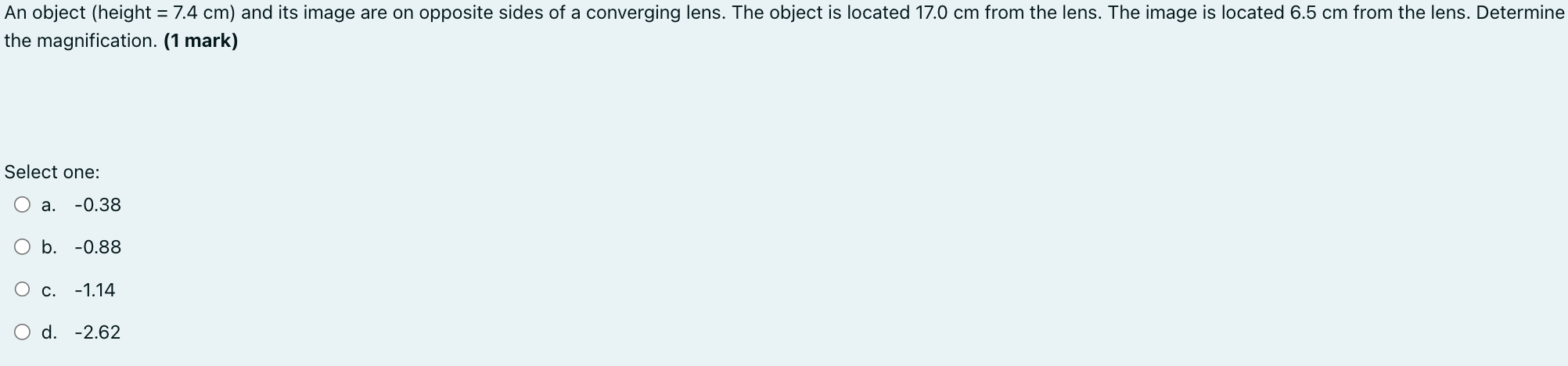 Solved An object (height =7.4 cm ) and its image are on | Chegg.com