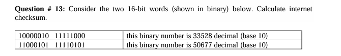 Solved Question \# 13: Consider the two 16-bit words (shown | Chegg.com