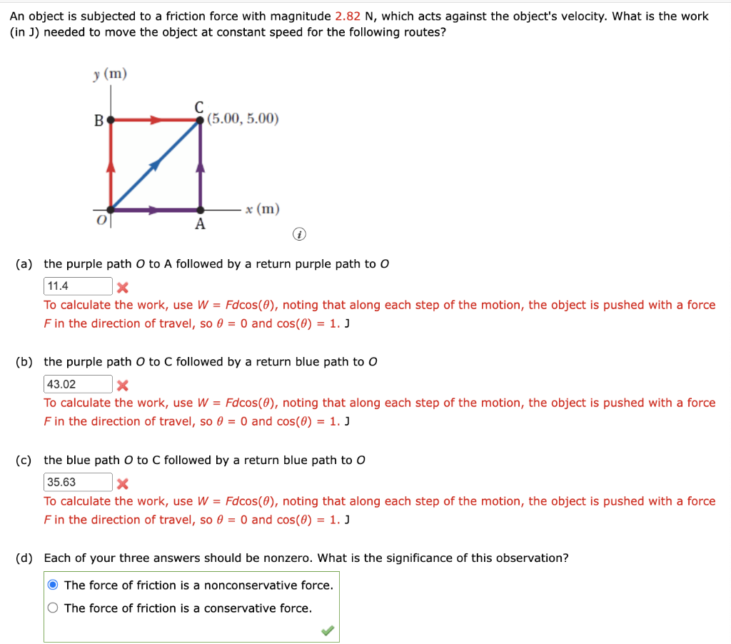 Solved An object is subjected to a friction force with | Chegg.com