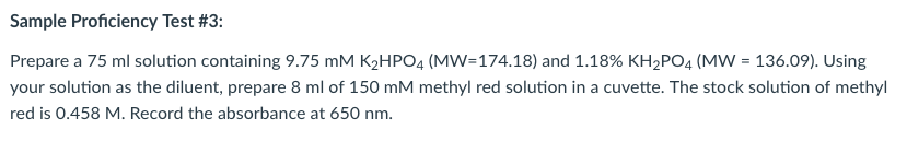 Solved Sample Proficiency Test #3: Prepare a 75 ml solution | Chegg.com