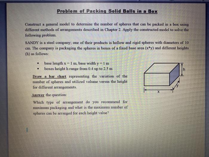 Solved Problem of Packing Solid Balls in a Box a m. | Chegg.com