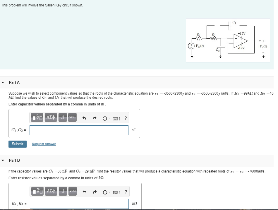 Solved This problem will involve the Sallen Key circuit | Chegg.com